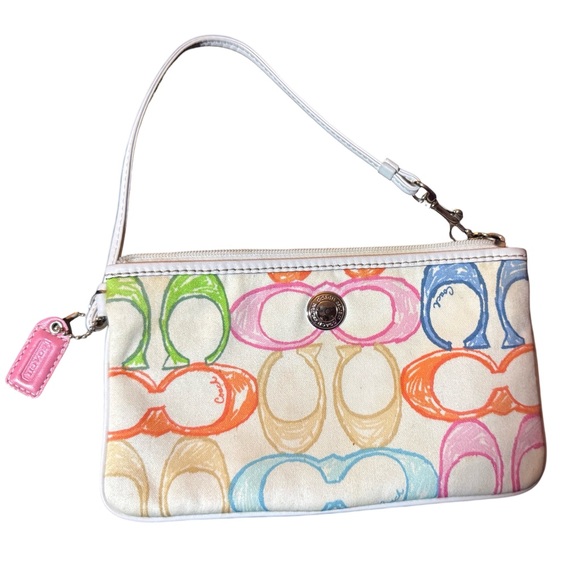 Coach | Bags | Coach Vintage Scribble Doodle Multicolor Canvas Leather ...